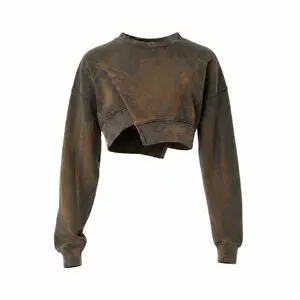 GAO REPUBLIC Neutrals Sweatshirt Cropped With Asymmetric Hem Jersey Acid - Brown