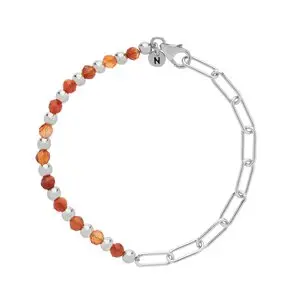 NELLOU JEWELLERY Carnelian Gem Shine Bracelet Sterling - Silver