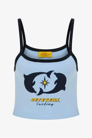 JE TE VEUX Nami Dolphin Graphic Crop Top