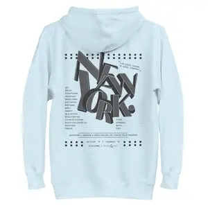 ANCHOR & CREW Gustatory New York Coffee Scene Embroidered Cotton Blend Hoodie - Blue