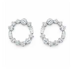 MAISON DE GALA Mixed-cut Crystal Circle Earrings - Silver