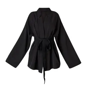 LIA ARAM Fluid Wrap Blazer - Black