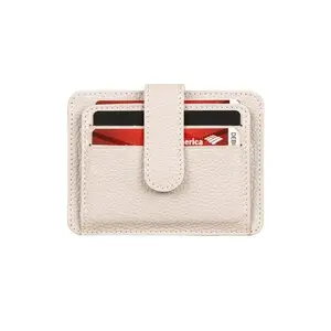 LEATHERE Leather Card Holder Wallet With Id Window Light Miami - Grey
