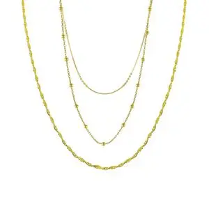 SPERO LONDON Twisted & Beaded Chains Sterling Silver Layering Necklace Set - Gold