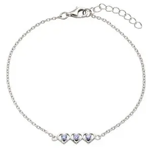 BELINDA JEWELZ Silver / Purple Alexandrite Triple Heart Bracelet - Silver/purple