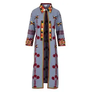 ANTRA DESIGNS The Steel Aztec Coat - Blue