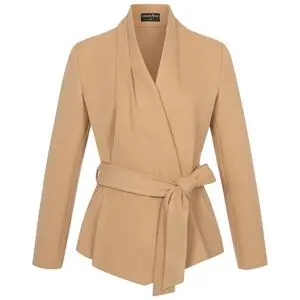 MARIANNA DÉRI Wrap Jacket With Shawl Collar Sand - Brown