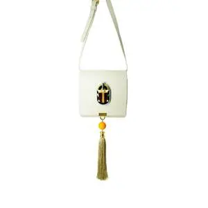 GISSA BICALHO Leather Shoulder Bag With Scarab Embellishment