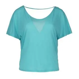 CONQUISTA Turquoise Drape Back Top - Blue