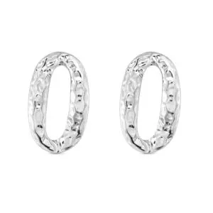 HYE JANE JEWELRY Rue Hammered Oval Earrings - Silver
