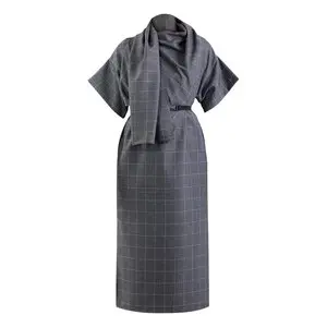 MEEM LABEL Dexter Grid Dress - Grey