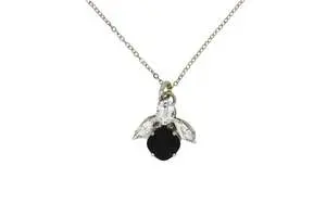 VICKISARGE The Bee Necklace In Platinum Long - Black