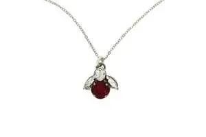 VICKISARGE The Bee Necklace In Platinum Long - Red