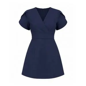 GIRL IN MIND Bridget Twist Front Split Arm Mini Dress - Blue