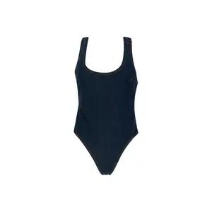 CIRCULAR PATH Scoop Neck Criss Cross Bodysuit Top-swimsuit Midnight - Blue