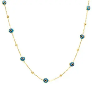 LATELITA White / Black / Blue Evil Eye Blue Enamel Beaded Chain Choker Necklace Gold - White/black/blue