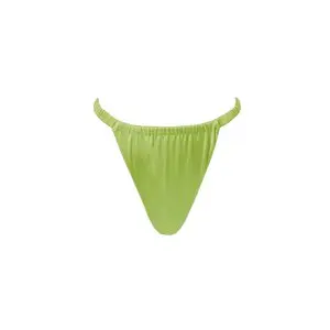 DECOLET THE LABEL Sofia Satin Bikini Bottoms In Chartreuse - Green