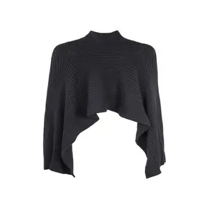 Saachi Drapey Ribbed Shawl - Black