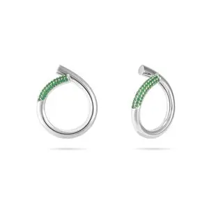 MEULIEN Silver / Green Open Twist Waterdrop Ring Silver, Green Stone - Silver/green