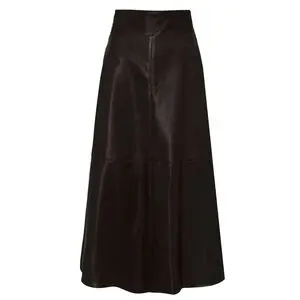 THE EXTREME COLLECTION Mocha Faux Leather High-waisted Midi Skirt - Brown