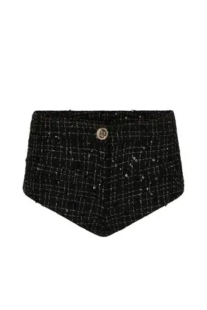 GOD SAVE QUEENS Asap Tweed Shorts - Black
