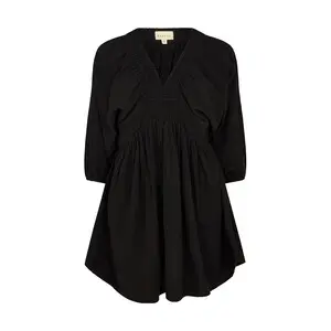 RAFFYA Soipoi Ruched V-neck Mini Dress