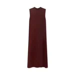 ROCH PEREL Burgundy Satin Turtleneck Dress - Red