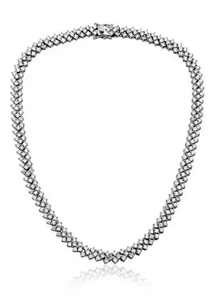 GENEVIVE Sterling Silver Braided Links Necklace
