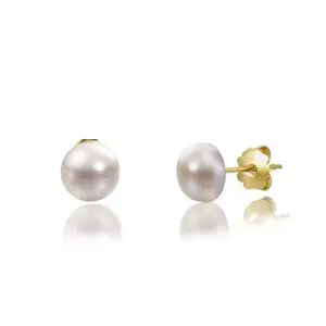 UNALOE Elegant -plated Silver Stud Earrings With Pearl– Luxury Handmade Jewelry - Gold