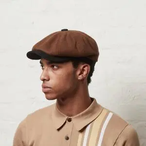 DASMARCA HATS Eden Tobacco Wool Newsboy Bakerboy Peaky Cap With Leather Visor Peak - Brown