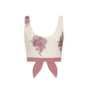 SOPHIE CAMERON DAVIES Ivory Beaded Crop Top - White