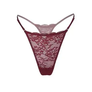 MONIQUE MORIN LINGERIE Wild Lace Micro-g Thong Velvet - Red