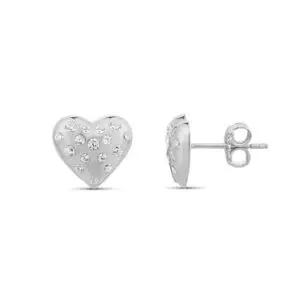 SHYMI Shymi Scattered Stones Puffy Heart Earrings Silver