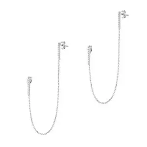 SPERO LONDON Chained Bar Chain Earring Sterling Pair - Silver