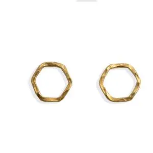 KATE KOEL Hexagon Stud Earrings - Gold