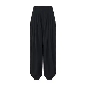 FRONT ROW SHOP Balloon Pleat Trousers - Black