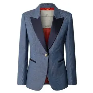 THE EXTREME COLLECTION Pinstripe Linen Tailored Blazer - Blue
