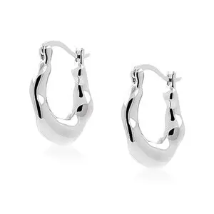 Côté Caché 18ct Plated Sterling Wave Hoop Earrings - Silver