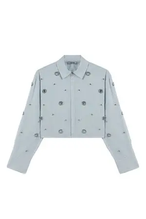 NOCTURNE Stone Detail Cropped Shirt