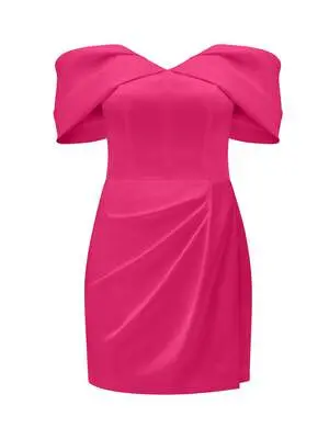 TIA DORRAINE Heavenly Kissed Draped Satin Mini Dress – Hot - Pink