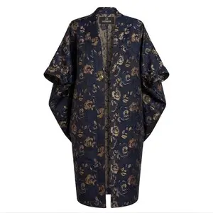 LIONESS BY TF Regal Azure Blossom Kimono Jacket - Blue