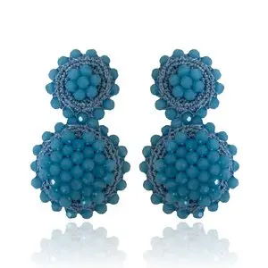 PINAR OZEVLAT Sunflower Drop Earrings Sky - Blue