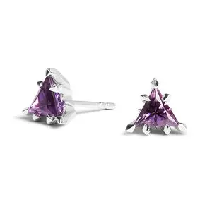 KASUN LONDON Trillion Earrings And Amethyst - Silver
