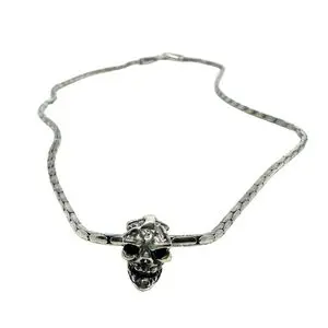 TG-JEWELLERY BY TAMARA GERVASIO Silver / Black Japanese Skull Paloma Chain Necklace In Sterling Silver - Silver/black