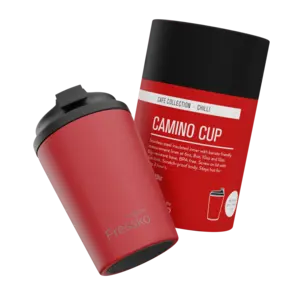 Fressko Camino 12oz / 340ml Reusable Coffee Cup, Stainless Steel Chilli - Red