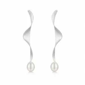 ORMIRO Moontide Sterling Pearl Drop Earrings - Silver