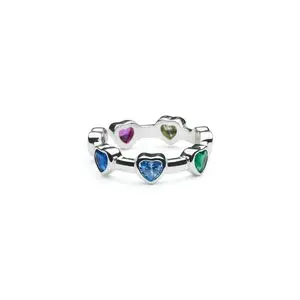 SHABELLA NYC Valentines Rainbow Adjustable Ring - Silver