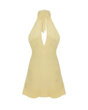 MAISON SEL Embroidered Mini Dress Butter - Yellow