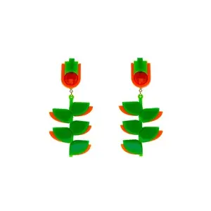 GISSA BICALHO Handmade Acrylic Earring Heliconia - Orange