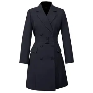 SMART AND JOY Belted Tailor Coat Navy - Blue